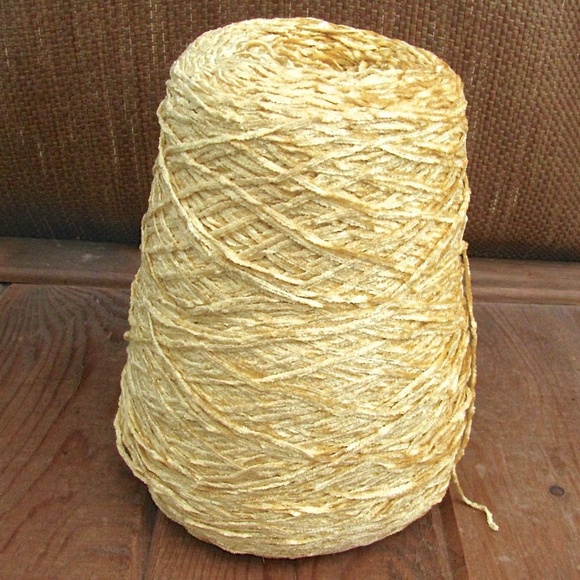 Source Unknown | Office | Vintage Chenille Yarn Gold Knitting Machine ...